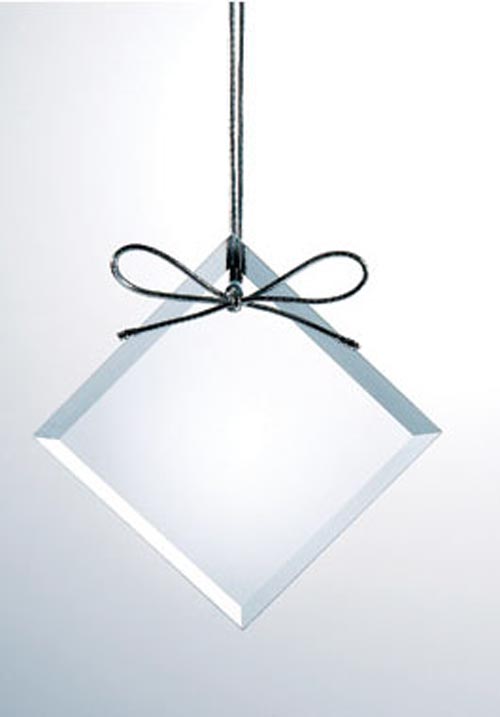 Square Diamond Starfire Clear Glass Ornament